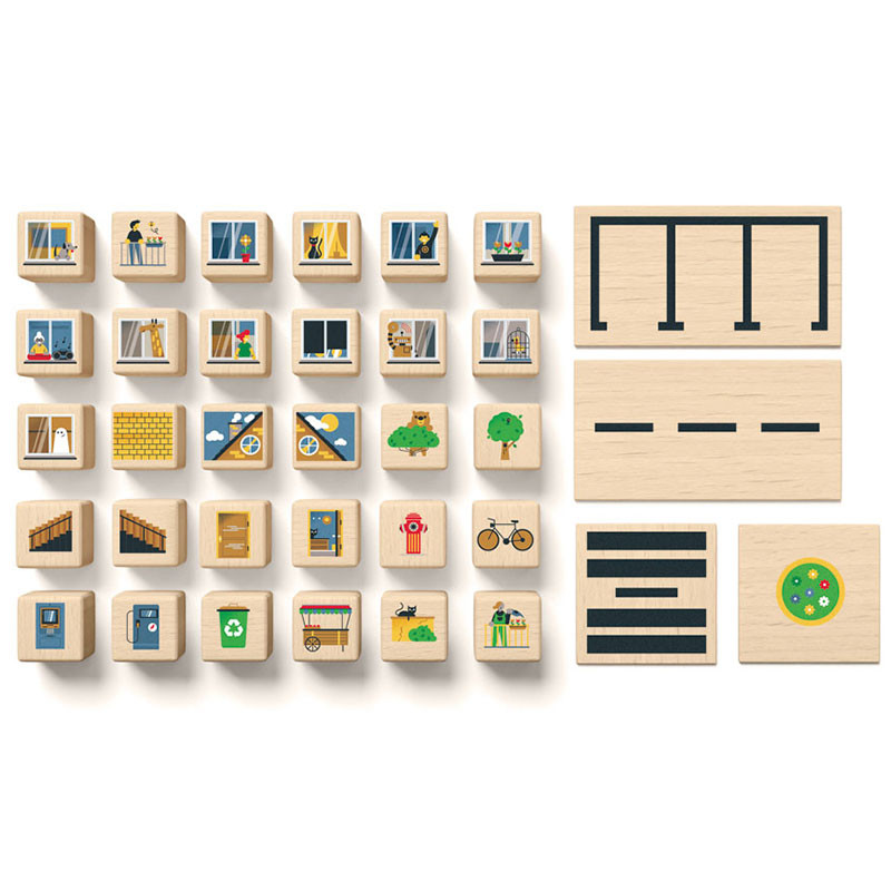 Smart L City Small - 68 bloques de madera natural decorados Just Blocks - envío GRATIS 24/48 hrs ...